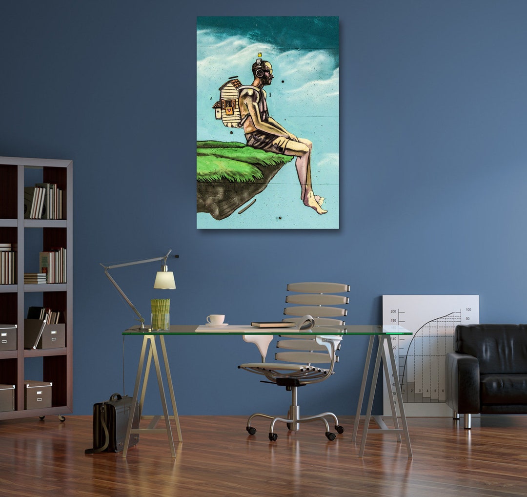 Man Dreaming on Cliff Graffiti Street Art Extra Large Scale - Etsy