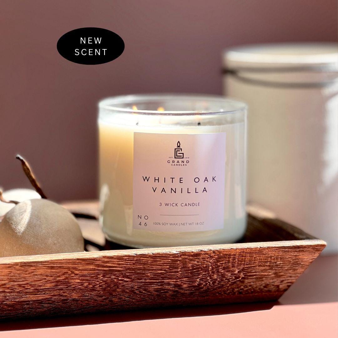 Warm and Cozy Candle, Vanilla Candle , Oak & Vanilla Soy Wax Candle ...