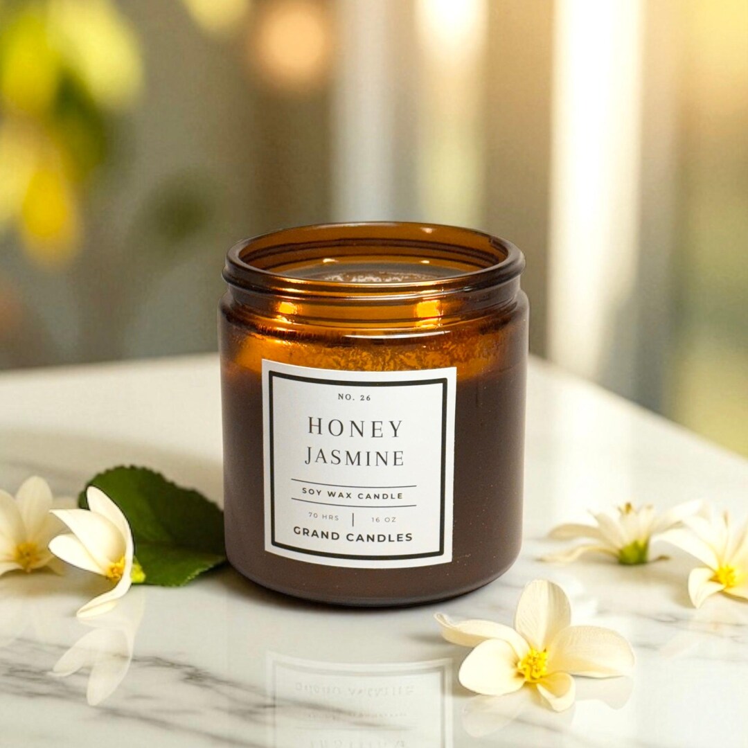 Soy Wax Candle - Honey Jasmine Scented Candle - Floral Scented Candle ...