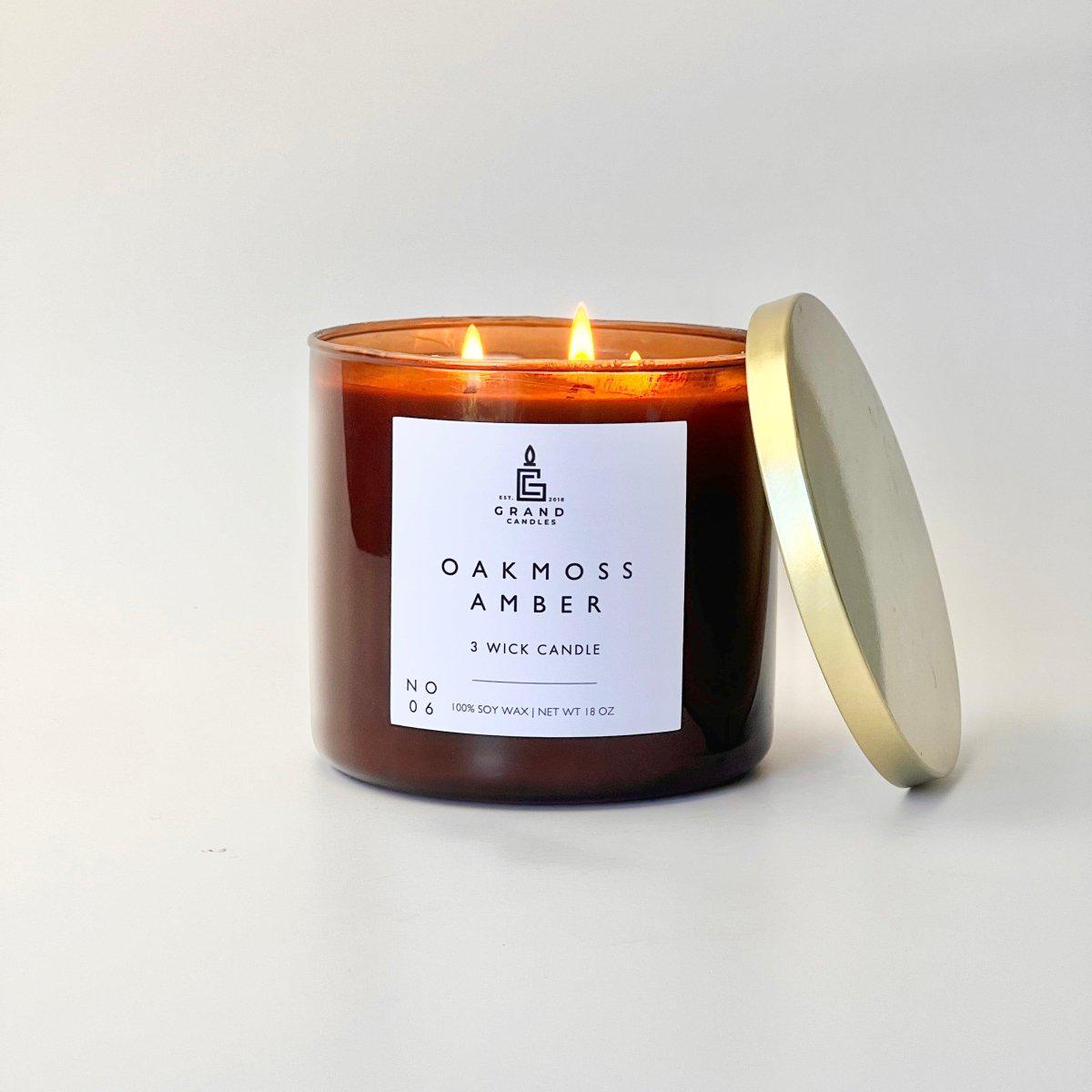 Oakmoss Amber Soy Candle | Earthy Herbal Scent | Clean-burning Amber ...