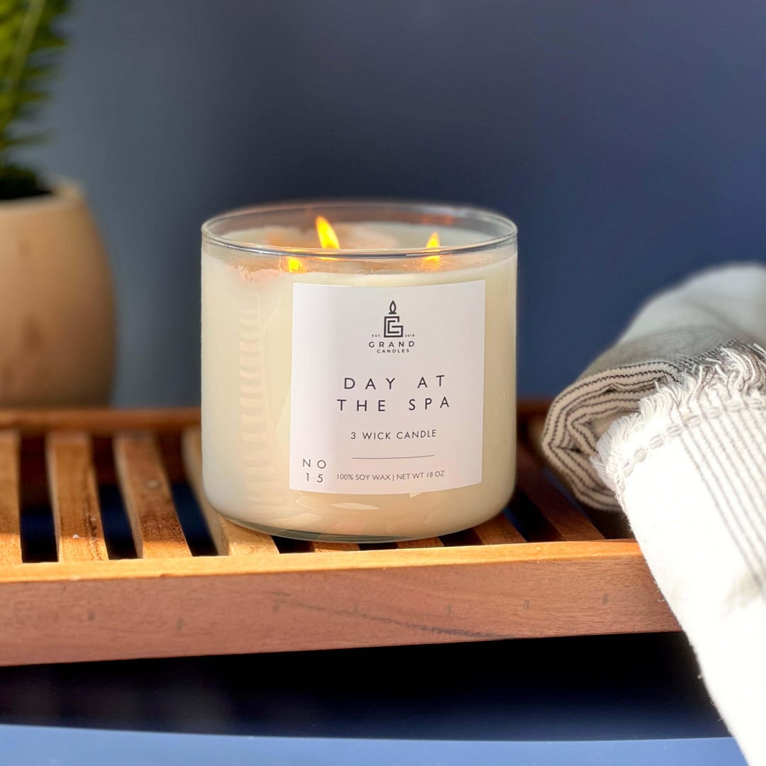 Soy Wax Candle Day at the Spa Scented Soy Candle 3 Wick Candle Relaxing ...