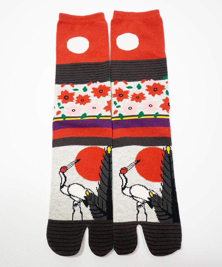 Japanese Hanafuda Tabi Socks – Crane & Floral Crew Socks | Artisan-made Split-toe Socks | Made ...