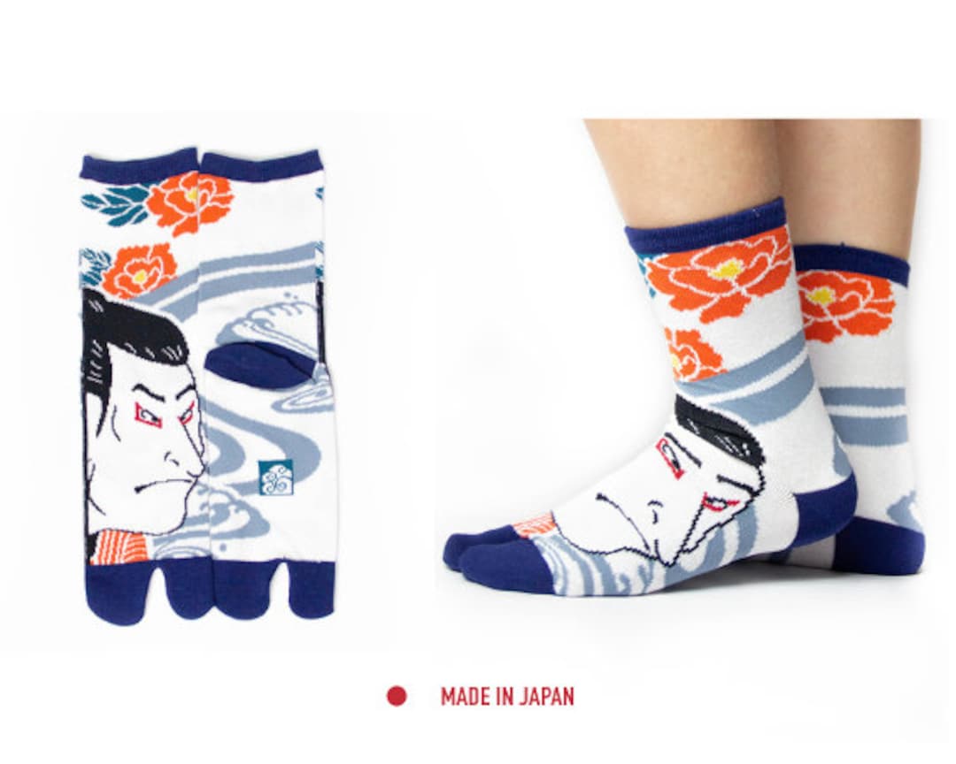 Japanese Ukiyoe Kabuki High Quality Tabi Socks / Unisex 2 Toe Socks ...