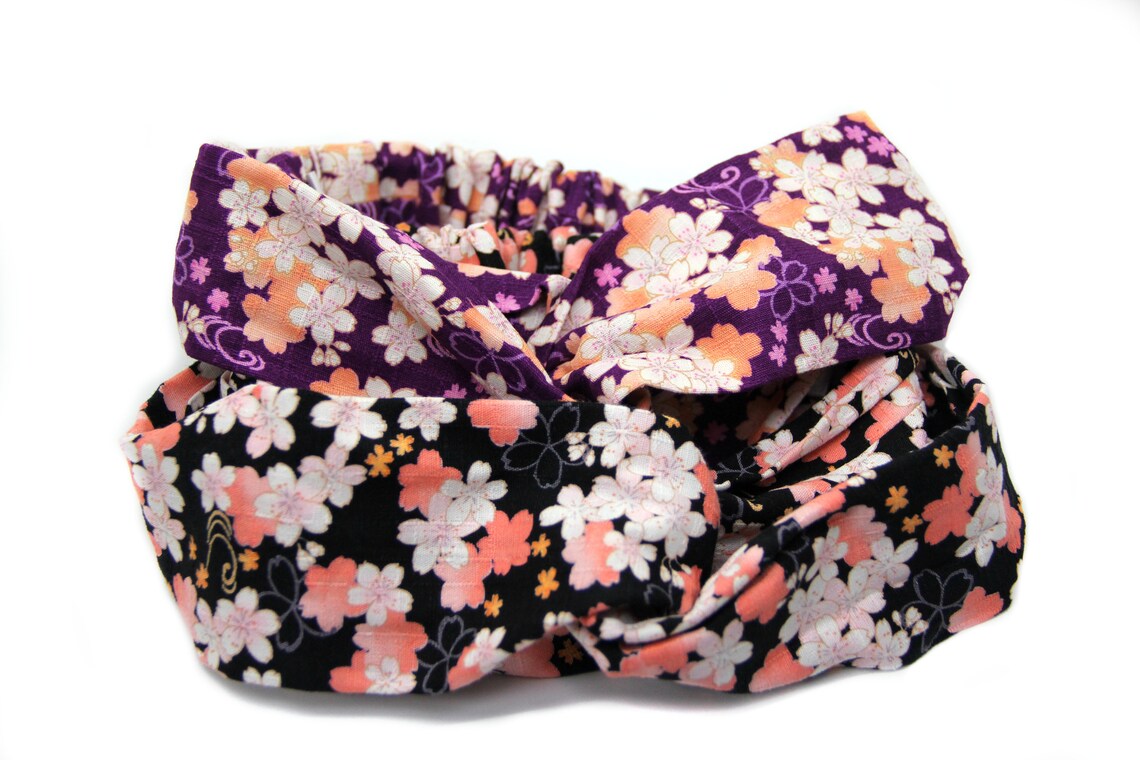 Japanese Fabric / Floral Print / Adult Headband Woman / Japanese Cotton ...