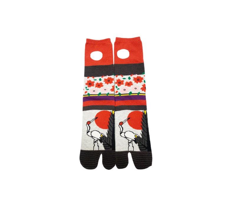 Japanese Hanafuda Tabi Socks – Crane & Floral Crew Socks | Artisan-made ...