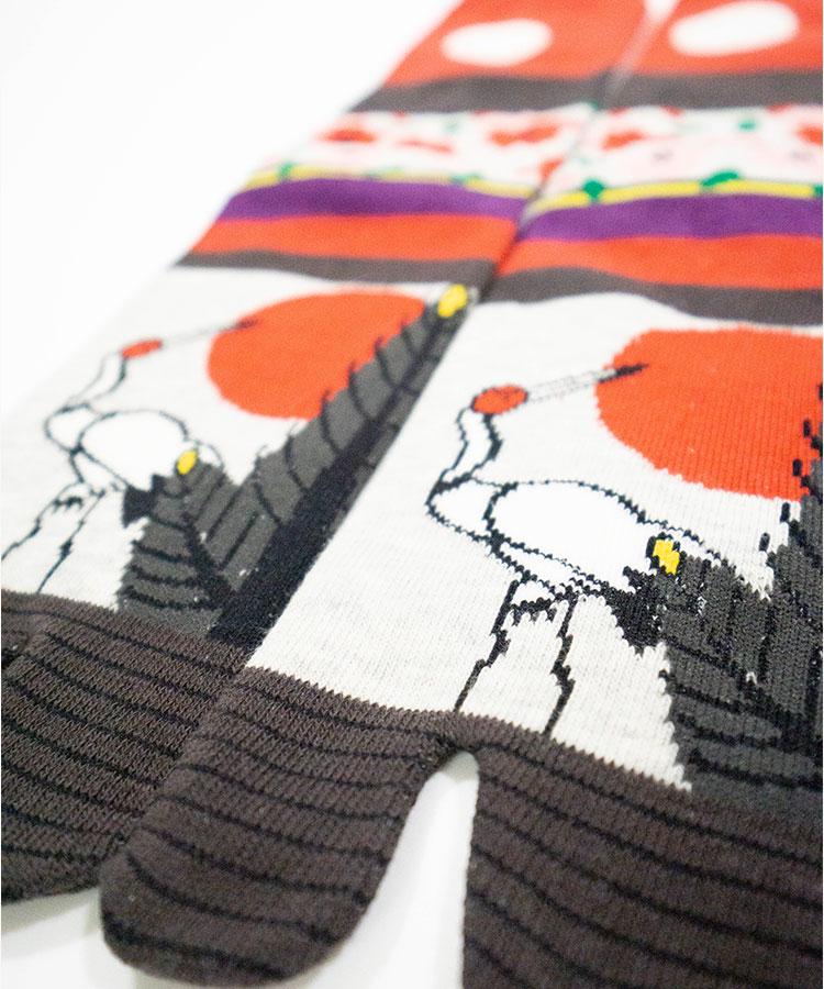Japanese Hanafuda Tabi Socks – Crane & Floral Crew Socks | Artisan-made ...