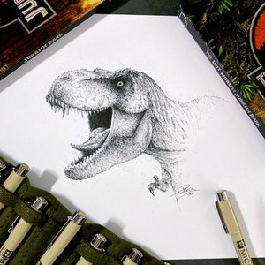 Limited Edition T-rex A4 Prints, Fan Art, Pen Drawing, Art Print, Wall ...