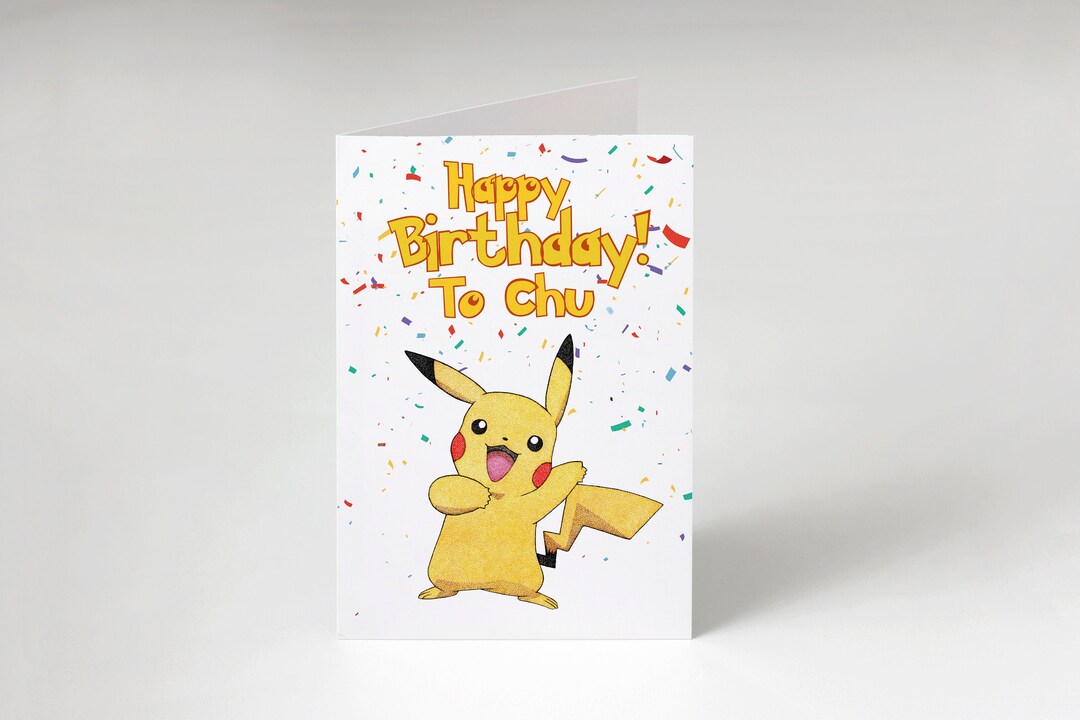 Pikachu Birthday Card Fan Art 8x6 When Folded Card for Him - Etsy