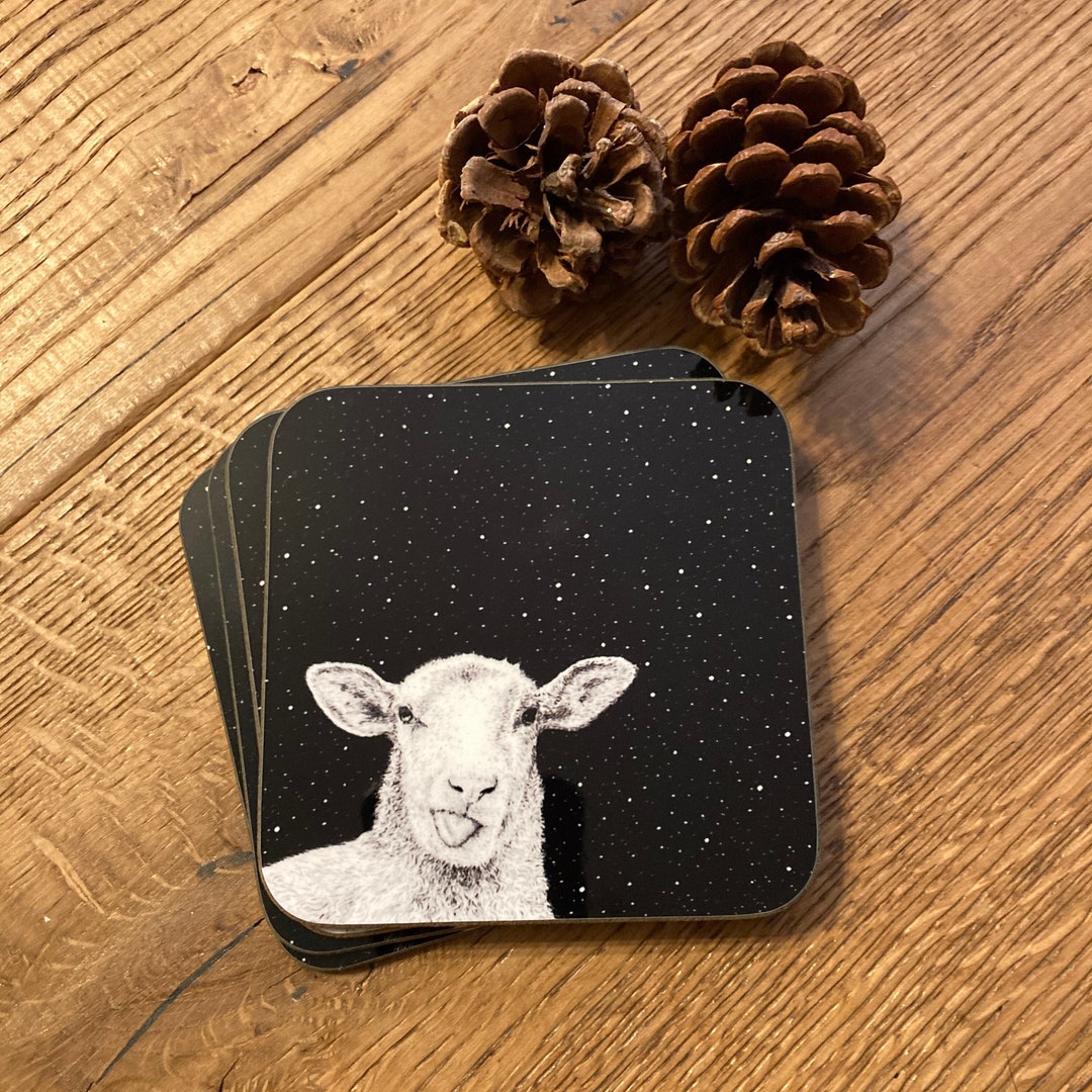 Sheep Coaster, Starry Night, Drawing, Small Gifts, Birthday, Present ...
