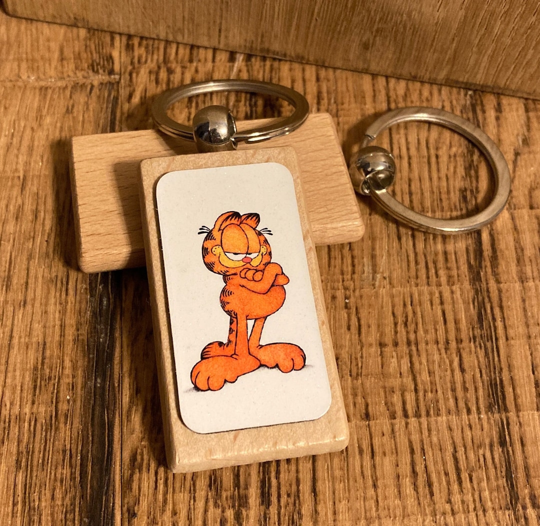 Garfield Keychain, Keyring, Small Gift, Pen Drawing, Handmade, Small ...