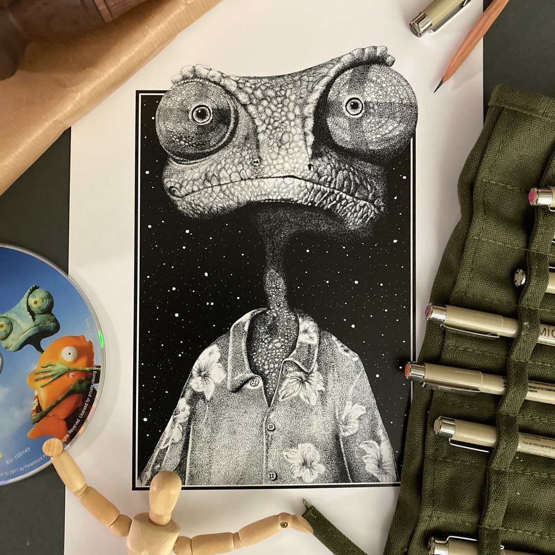 Limited Edition Rango A4 Prints, Christmas Gift, Fan Art, Pen Drawing ...