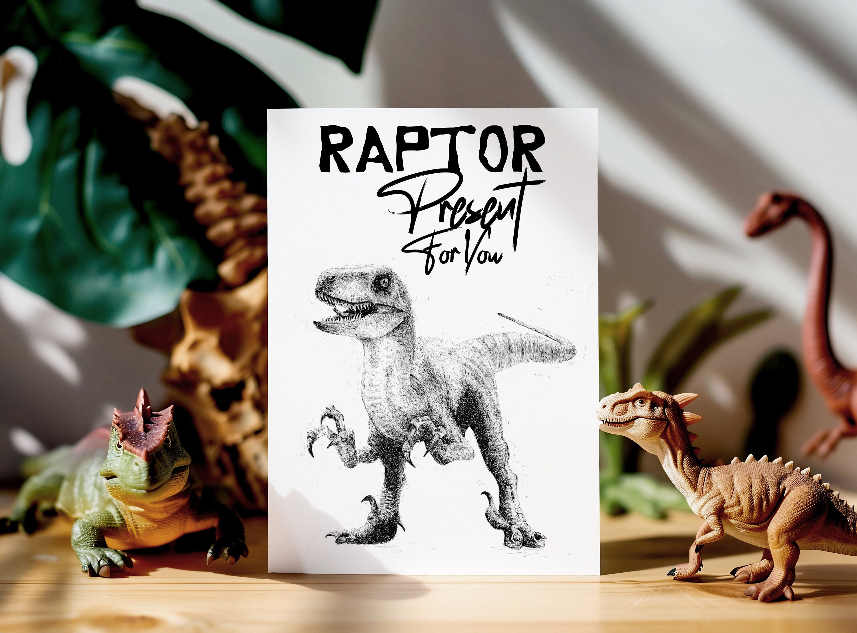 Raptor Personalised Birthday Card, Art, Drawing, 8x6 When Folded, Card ...