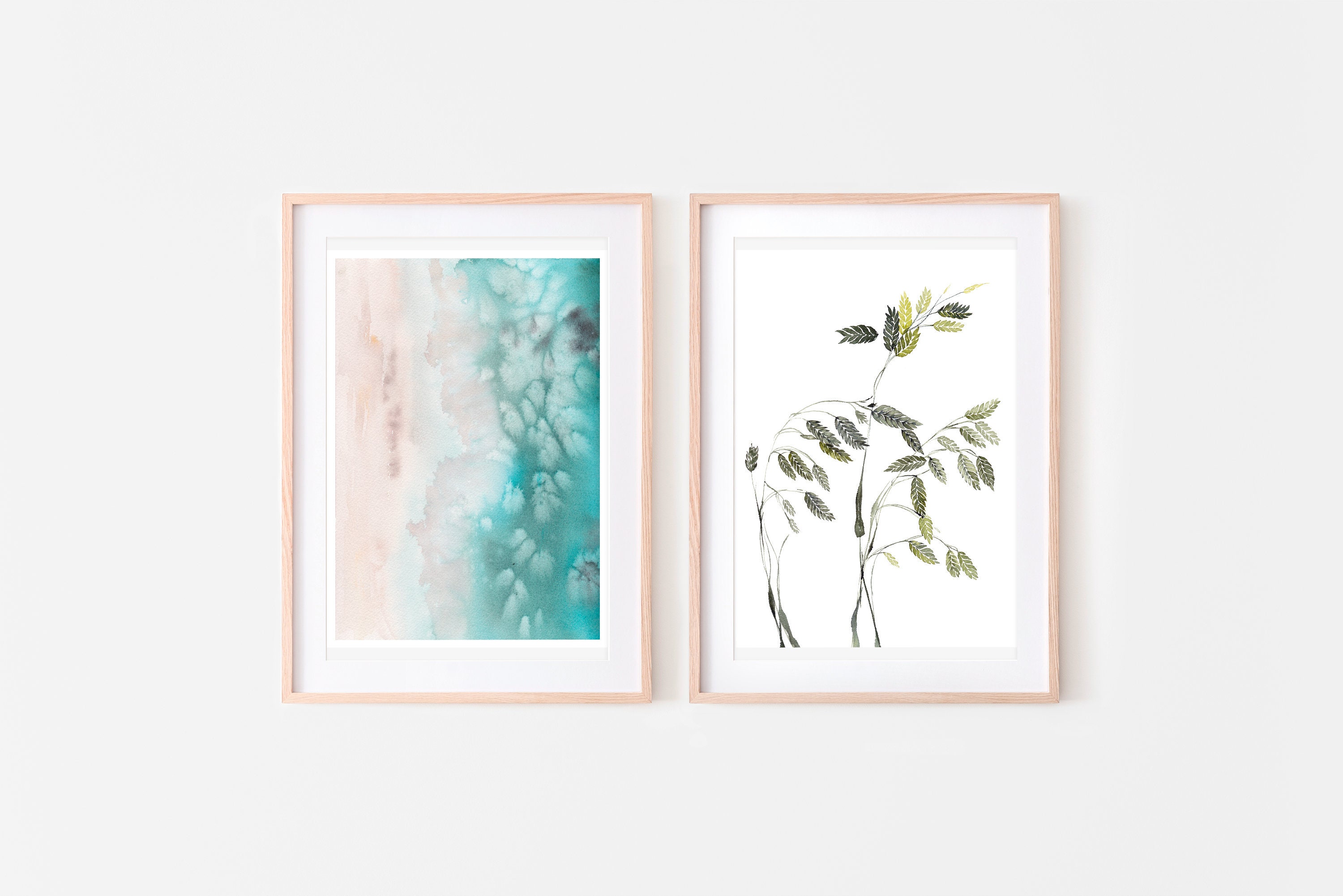 Turquoise watercolor ocean art print watercolor art modern | Etsy