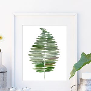 Fern Leaf Art in Watercolor, Botanical Print Fern Painting, Leaf Art ...