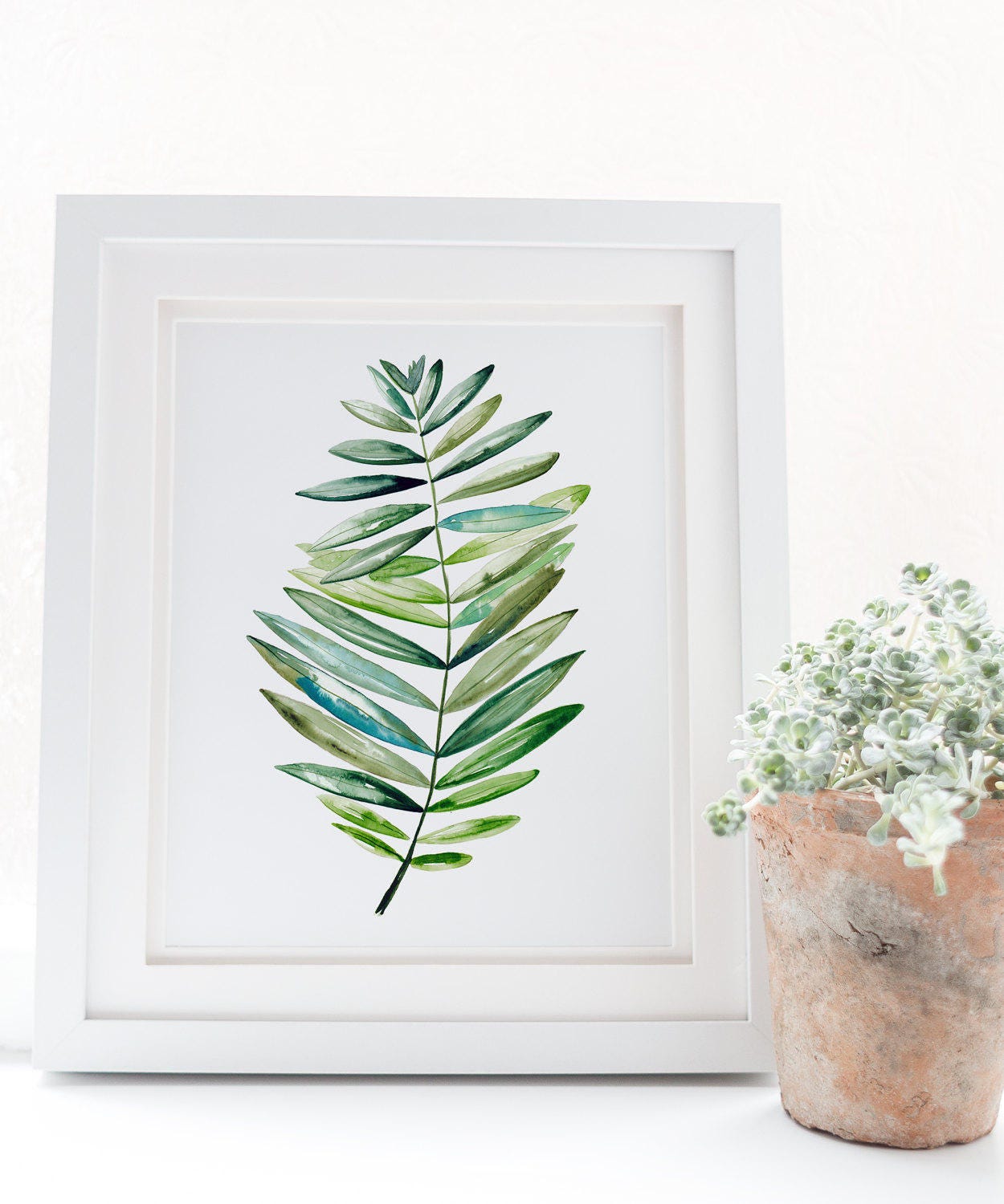 Watercolor Tropical Leaf Print: Green Botanical Wall Art (digital ...