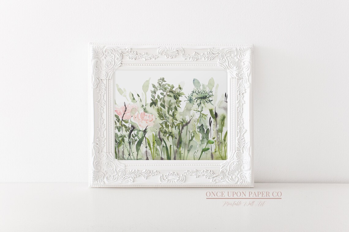 Wild Flower Wall Art of Meadow in Watercolor Nature Wall Art - Etsy