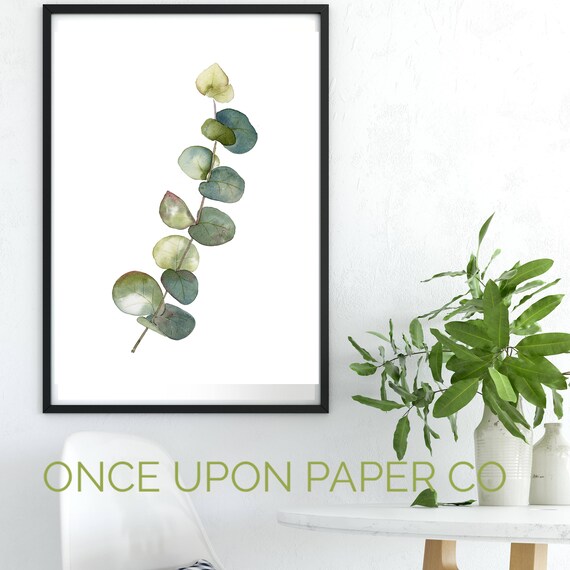 Eucalyptus Print in Watercolor Printable Leaf Eucalyptus Wall | Etsy