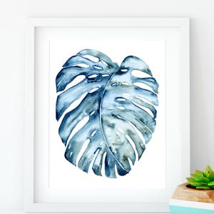 Blue Leaves, Abstract Blue Print, Botanical Print, Wall Decor, Modern ...