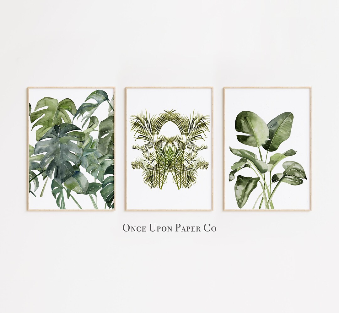 Palm Leaf Print, Set of 3 Prints, Print Set, Tropical Print, Botanical ...
