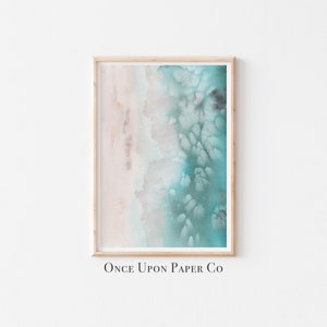 Turquoise Watercolor Ocean Art Print, Watercolor Art, Modern Art ...