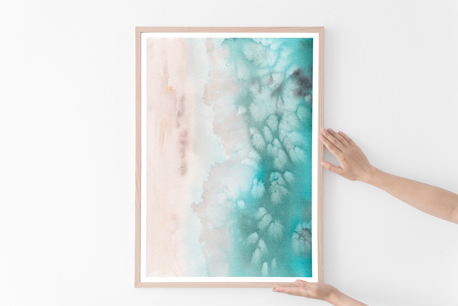 Turquoise watercolor ocean art print watercolor art modern | Etsy