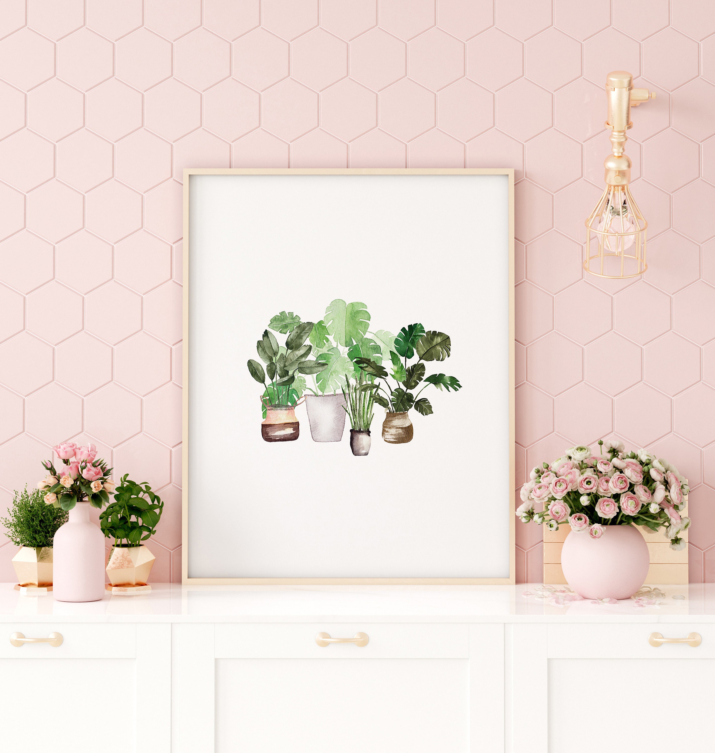 Plant wall decor Green wall art Minimalist art Modern wall | Etsy