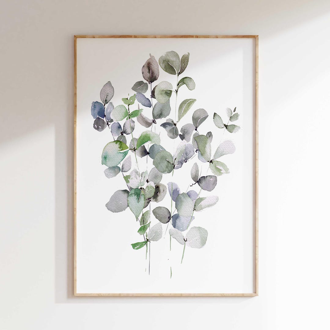Gray-green Leaf Art Print: Tropical Plant Illustration (digital ...