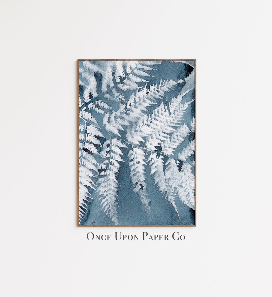 Blue Fern Print in Watercolor, Botanical Print, Tropical Print, Fern ...