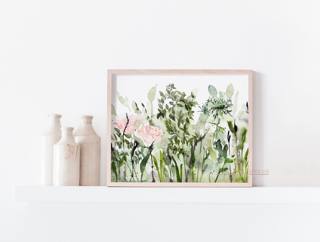 Wild Flower Wall Art of Meadow in Watercolor Nature Wall Art - Etsy