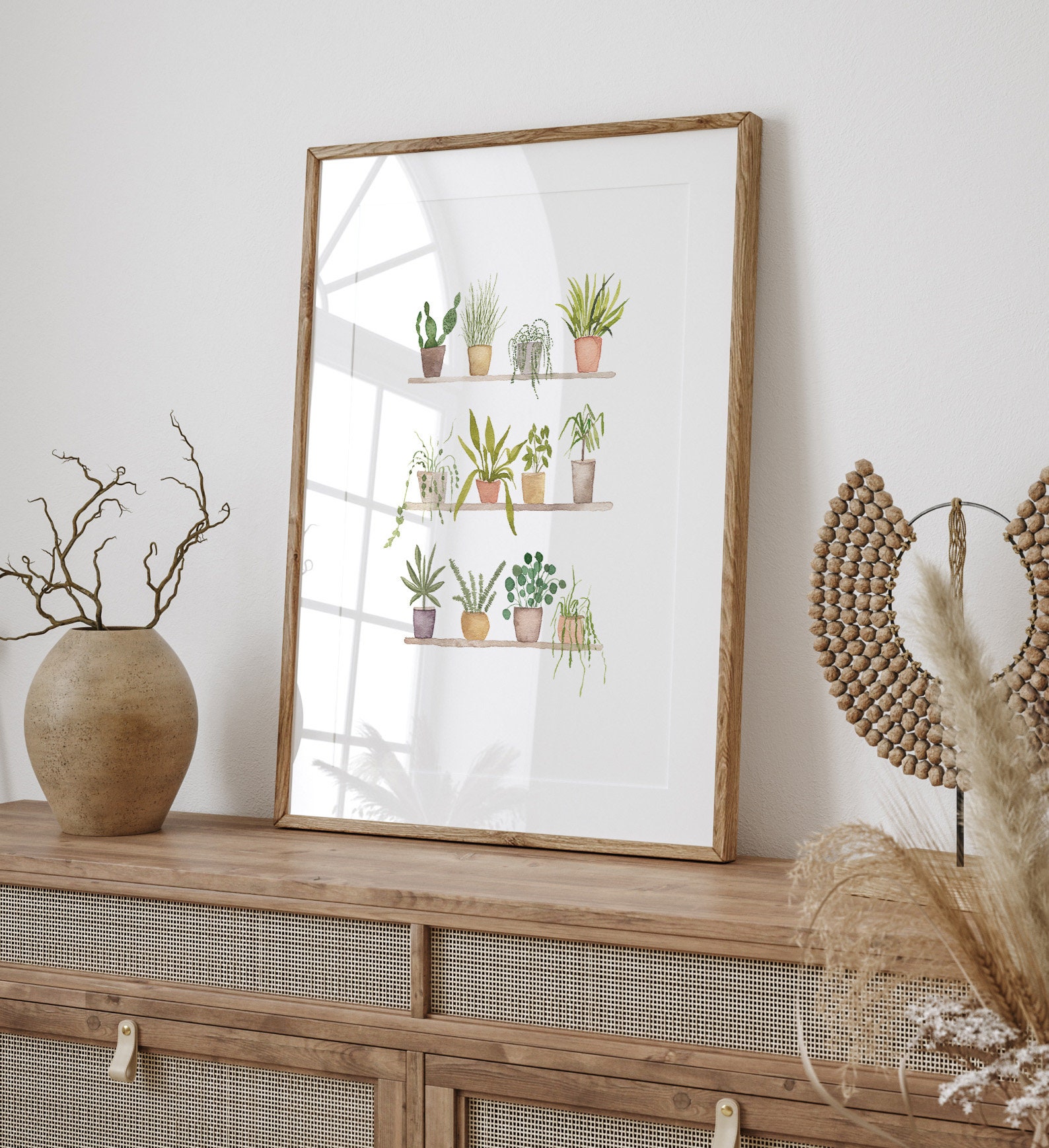 Watercolor House Plant Print: Cactus Shelf Poster (digital Download) - Etsy