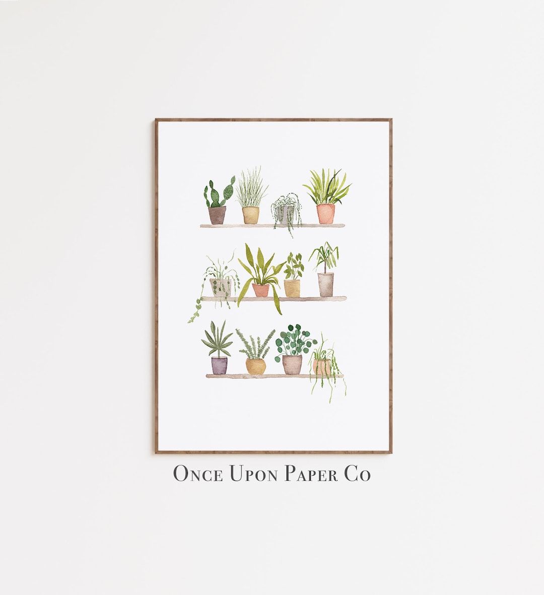 Watercolor House Plant Print: Cactus Shelf Poster (digital Download) - Etsy