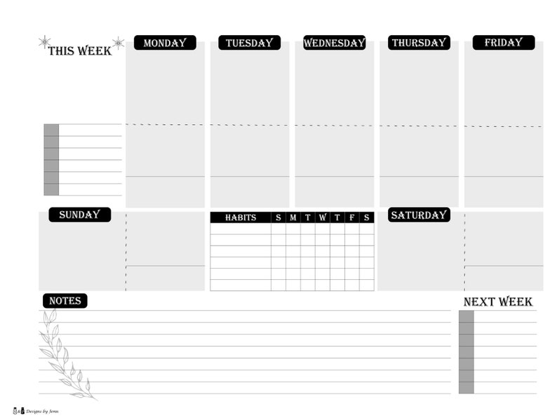 Month Week Day Planner E-ink Template - Etsy