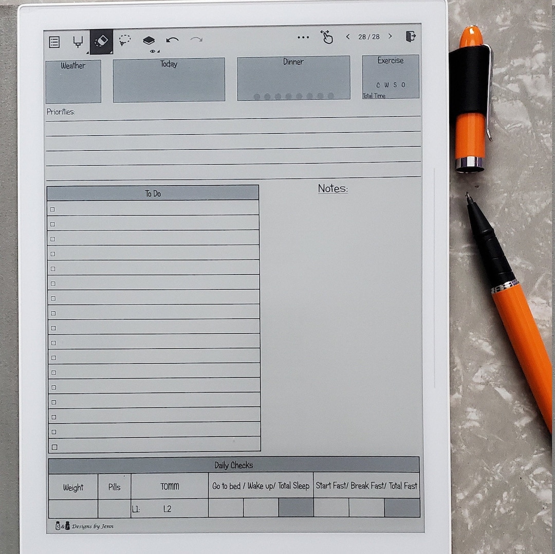Daily Template E-ink (supernote) - Etsy