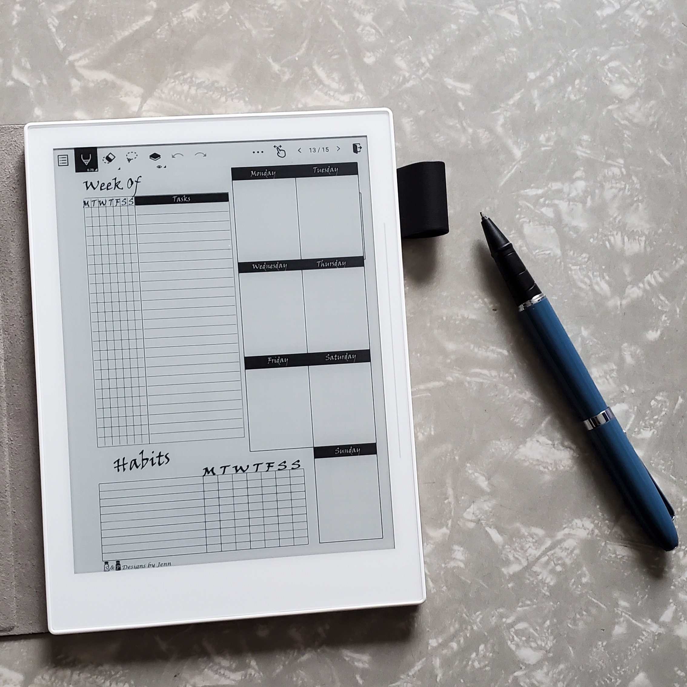 Undated Planner Template E-ink supernote Remarkable | Etsy