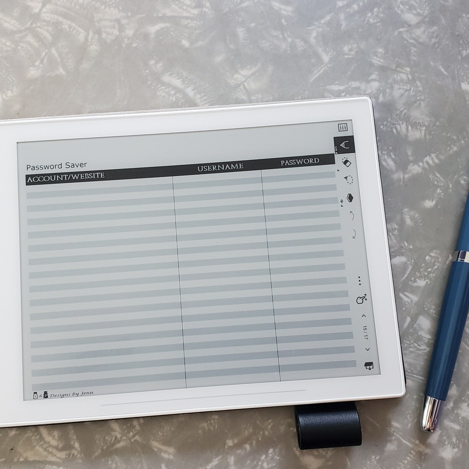 Password Saver Template E-ink (supernote, Remarkable) - Etsy