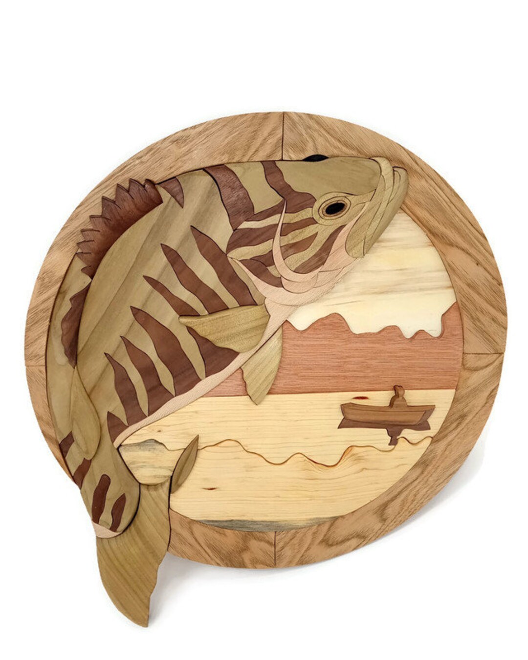 Bass Fishing Wood Art, Intarsia Style Woodcraft. - Etsy