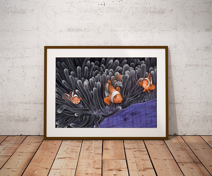 Clownfish Print Ocean Print Clownfish Wall Art Fish Poster | Etsy