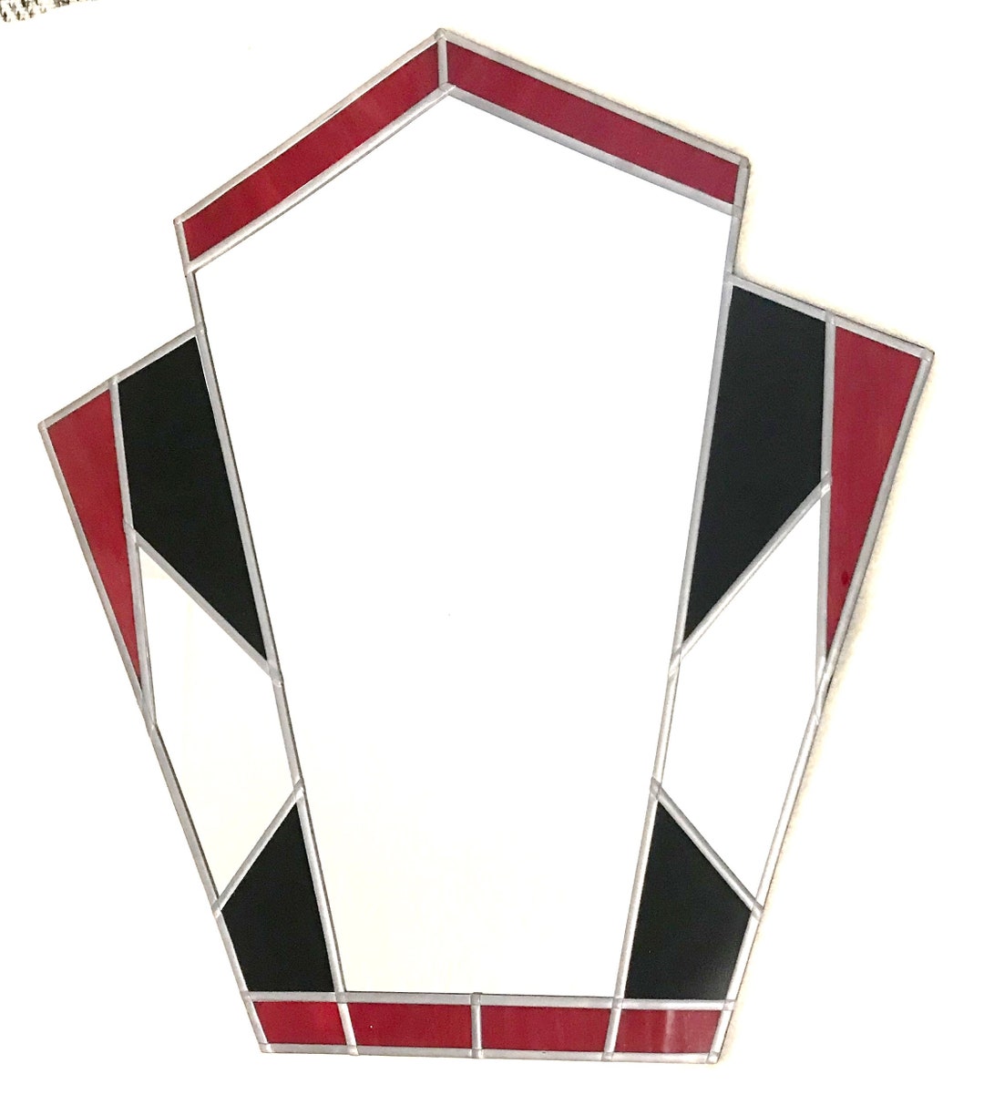 Art Deco Style Stained Glass Overlay Mirror. 610mm High X - Etsy