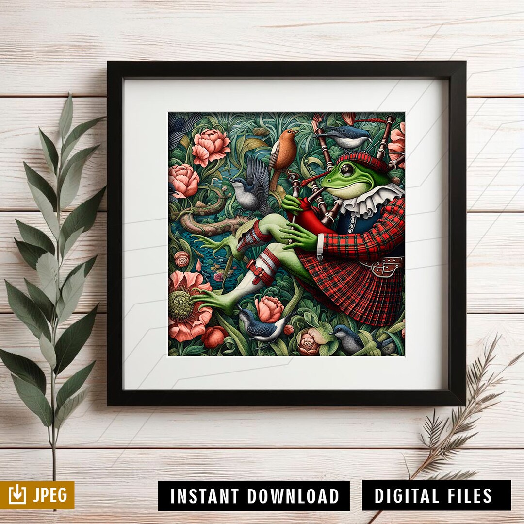 Frog Wall Art, Scottish Piper Amphibian, William Morris, Scottish ...