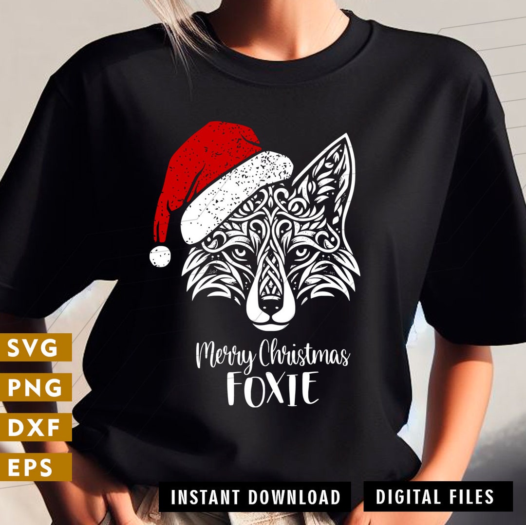 Merry Christmas Fox SVG Fox Santa Claus Sign PNG Caltic Fox - Etsy