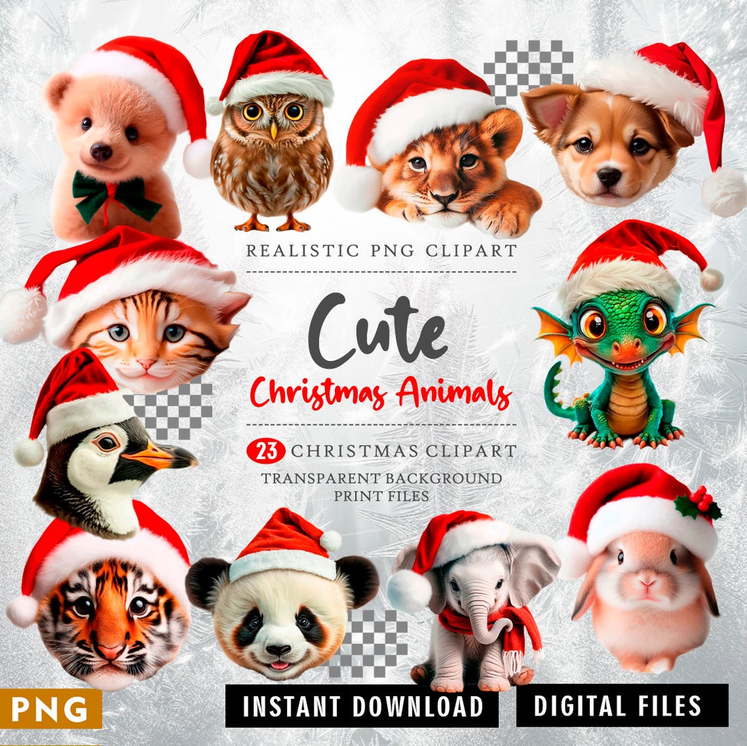 Christmas Clipart Set of 23 Animal Babies Printable Decor - Etsy