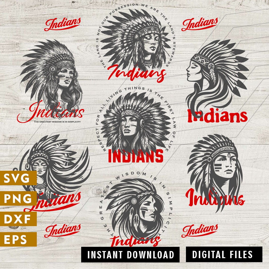 Indian Girl SVG Native Americans Set of 7 Printable Files - Etsy