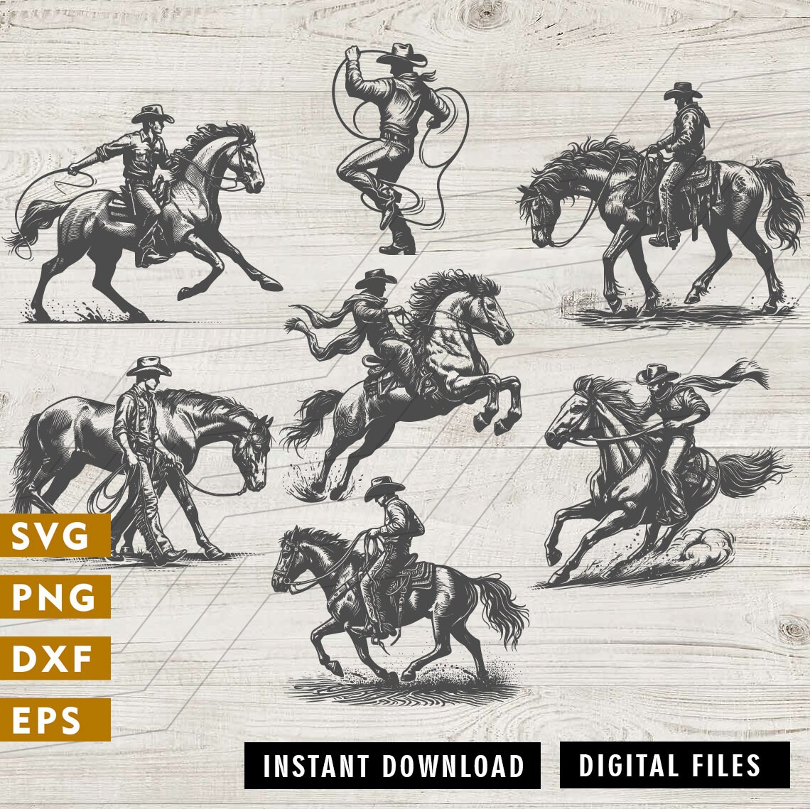 Cowboy and Horse Art Print Western Decor Cowboys Wall Art - Etsy