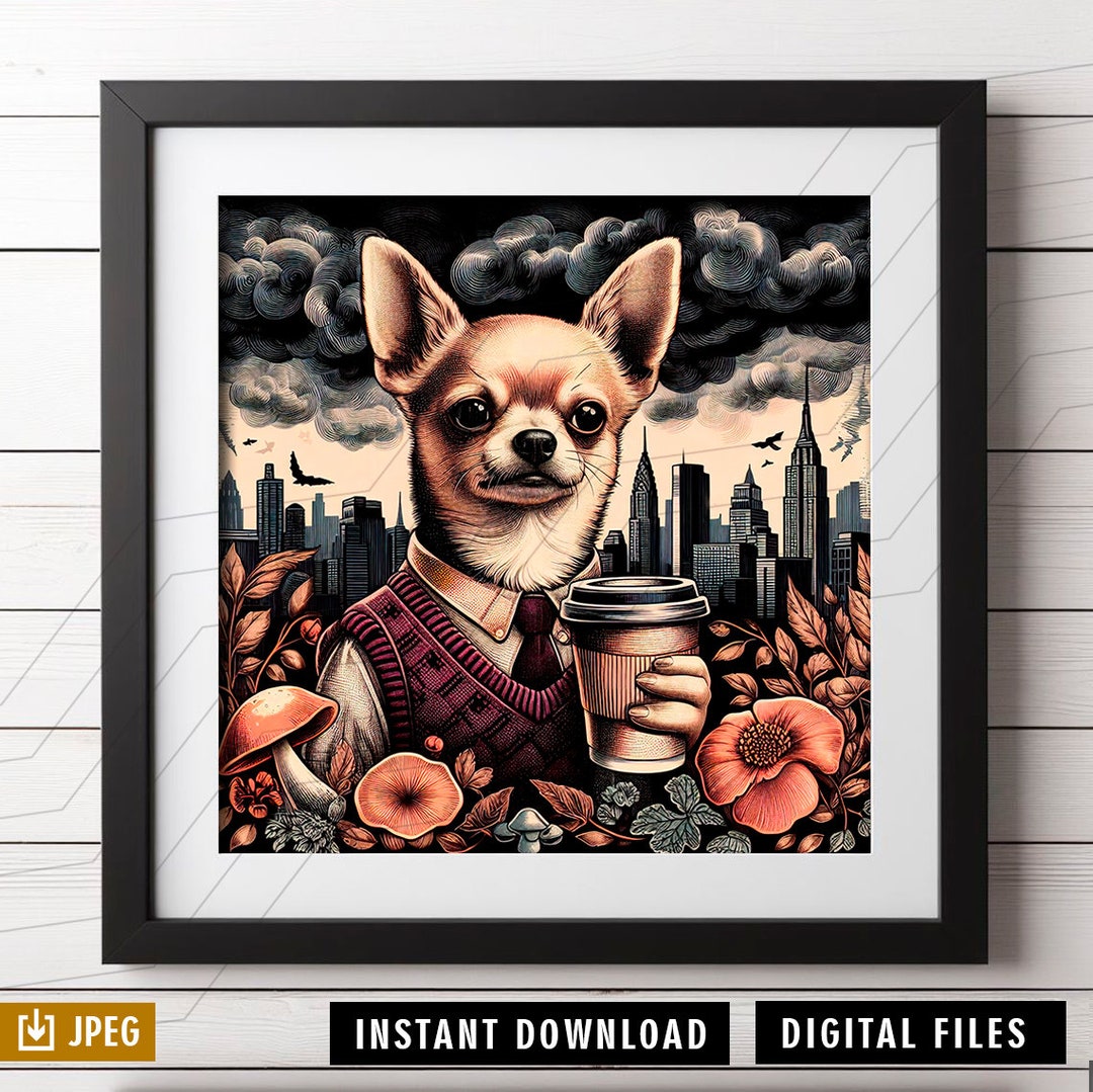 Chihuahua Print Wall Art, William Morris, Dog Illustration, Wall Decor ...