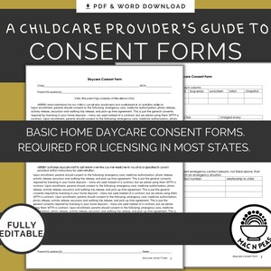 Daycare Consent Forms - PDF & Editable Word | A Childcare Provider's ...