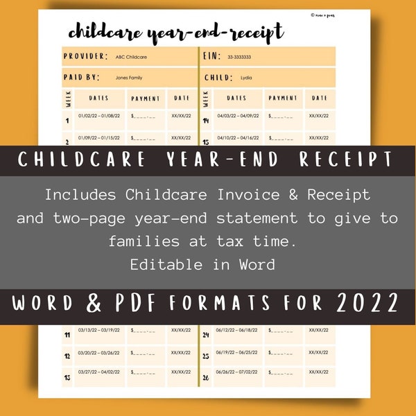 Daycare Tax Statement - Etsy