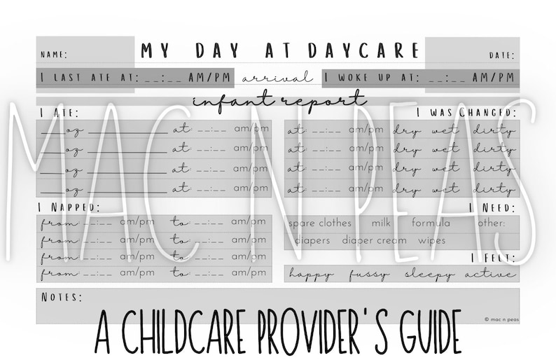 Daycare Daily Reports: Infant, Toddler, & Preschool - PDF | A Childcare ...