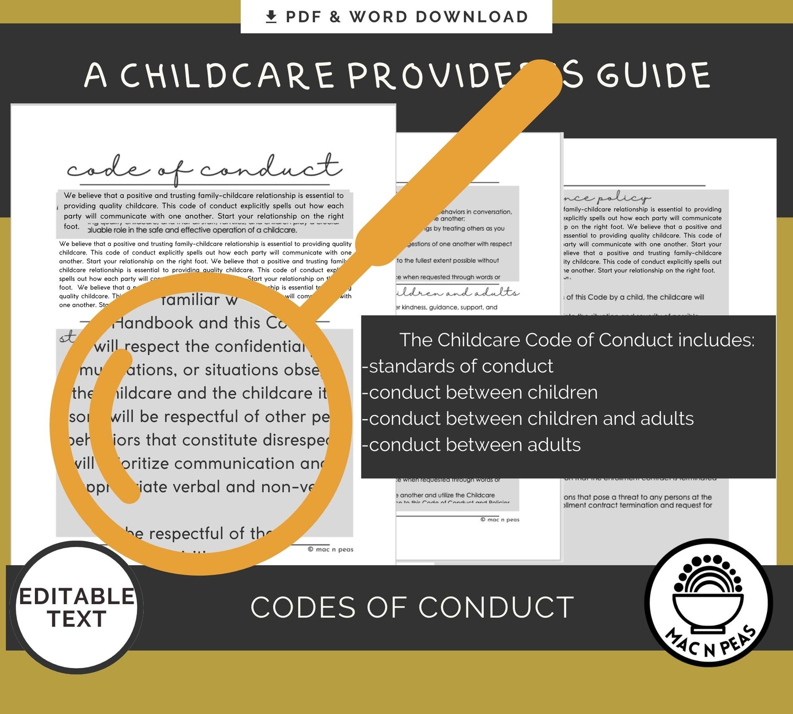 Daycare Code of Conduct – Childcare Provider Guide (word & PDF) - Etsy
