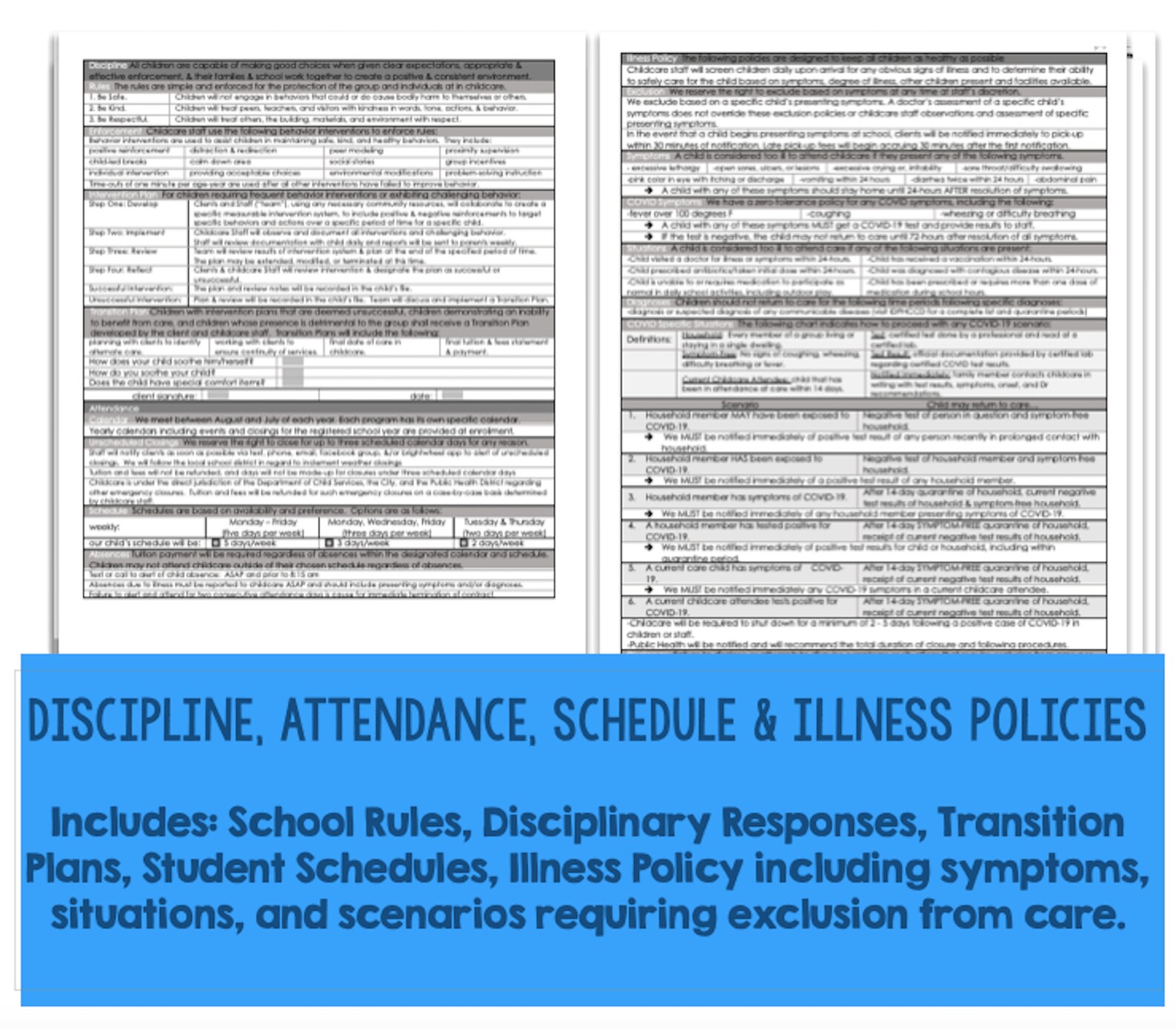 Complete Childcare Enrollment, Policies & Contract Printable - NOW ...
