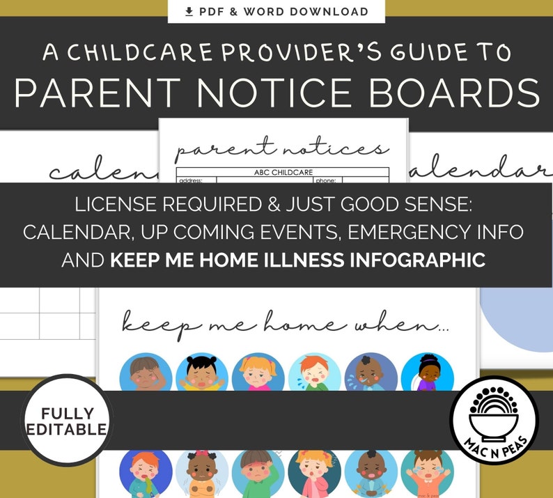 Daycare Parent Notice Board Illness Poster Bundle PDF & - Etsy